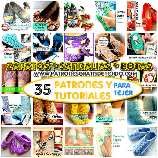 35 Patrones y Tutoriales de Zapatos y Botas para tejer / Colección
