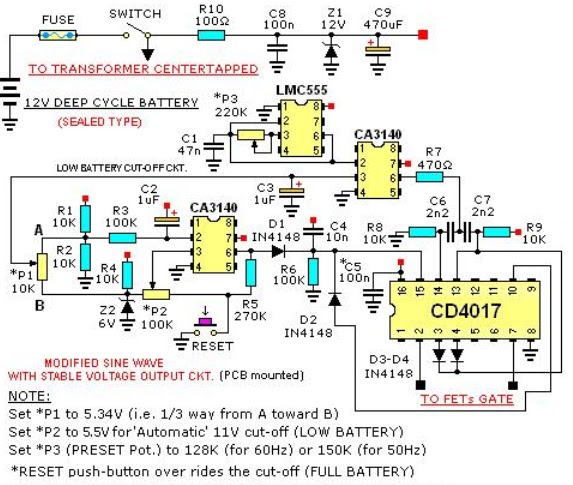 NTE Electronics Circuit: Inverter Modified Sinus With IC " MC14017 / CD ...