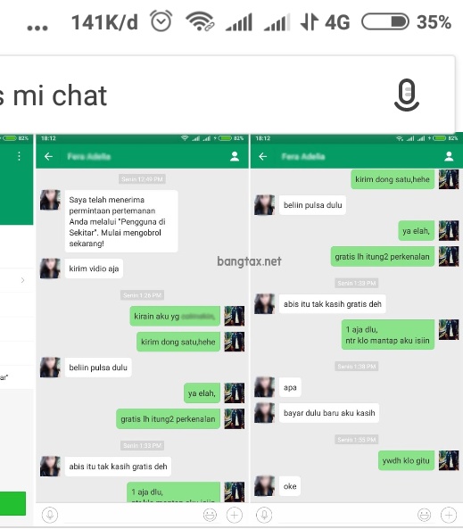 terjadinya penipuan di aplikasi mi chat dengan menjual open vcs