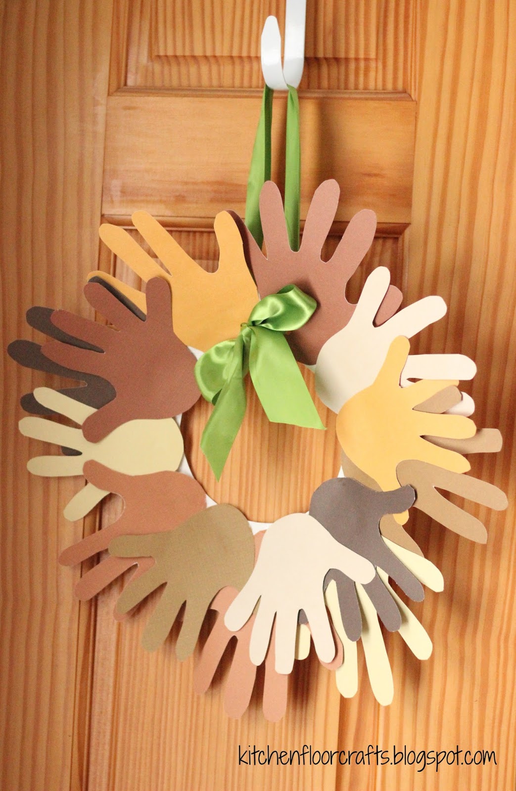 Kitchen Floor Crafts: "Shades of People" Handprint Wreath