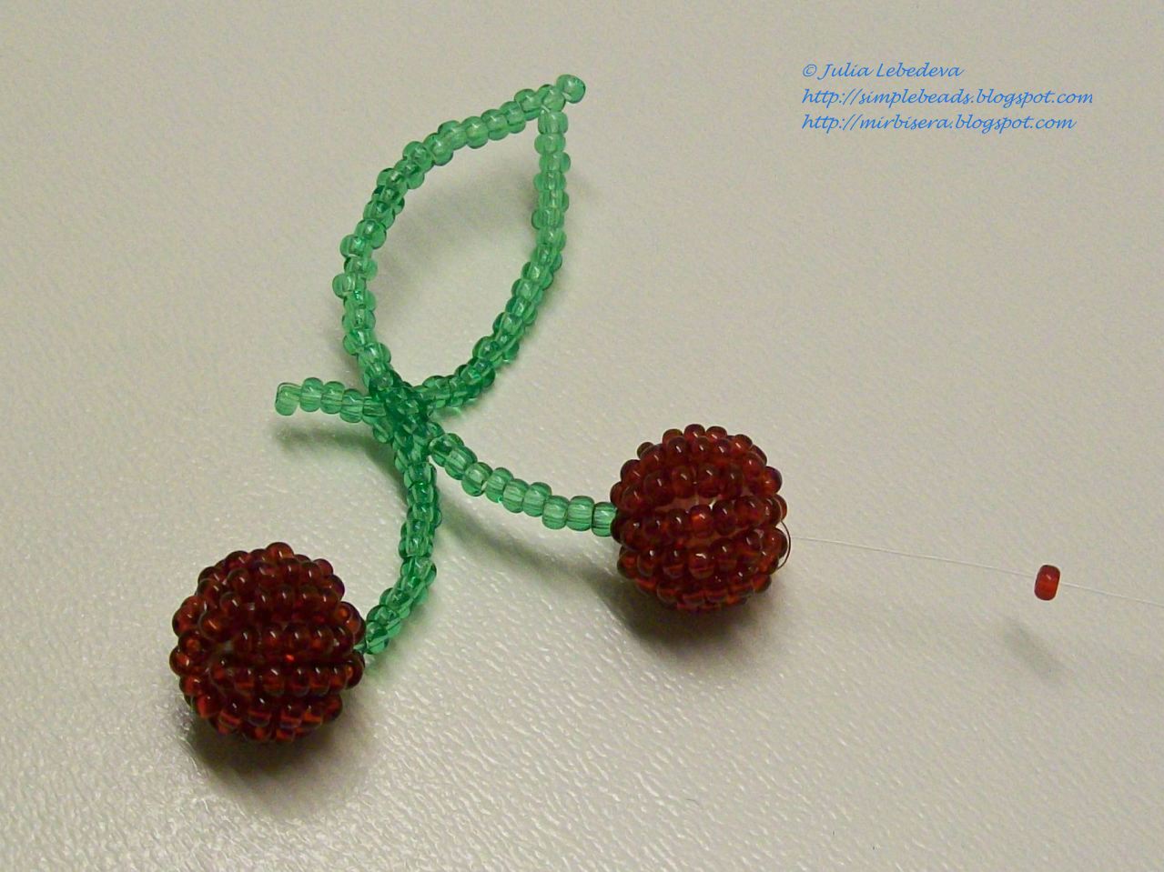 Beading for the very beginners: Beaded cherries