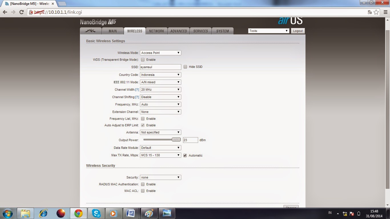 UBNT: UBNT(NanoBridge M5) sebagai acses point dan station