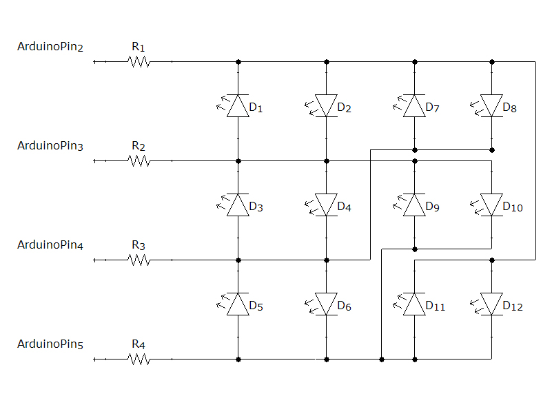 Sparks N Smoke: 32. Charlieplexing a 4 x 3 LED Array