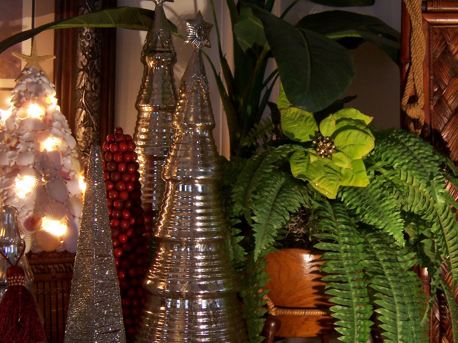 Taditional Tropical Home: Christmas cone trees