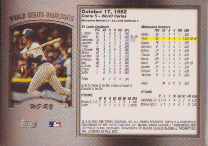 The Yount Collector: 2004 Topps World Series Highlights
