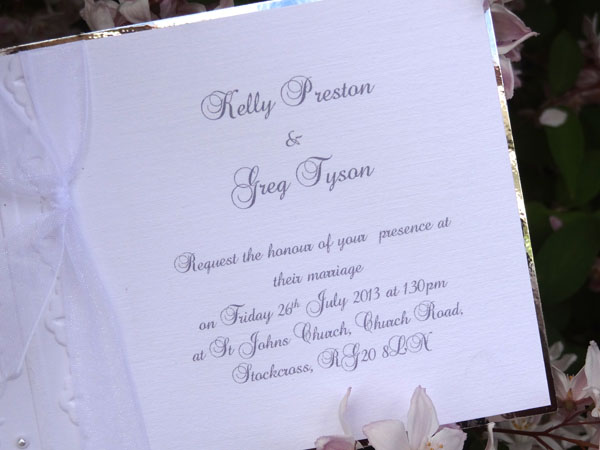 The Mulberry Bush: Embossed White Linen Invitation