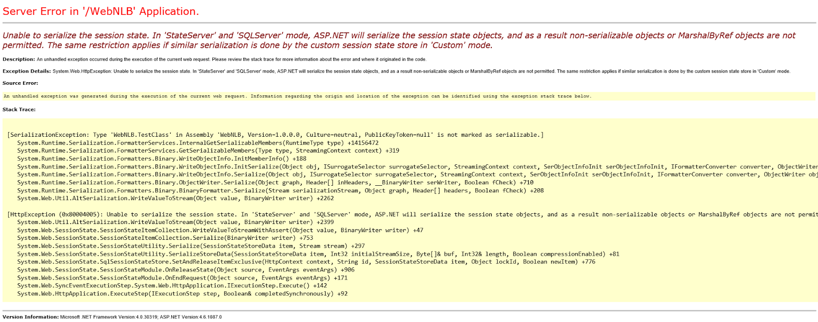 The Wanderer Web Farm Network Load Balancing Unable To Serialize The Session State C And Vb