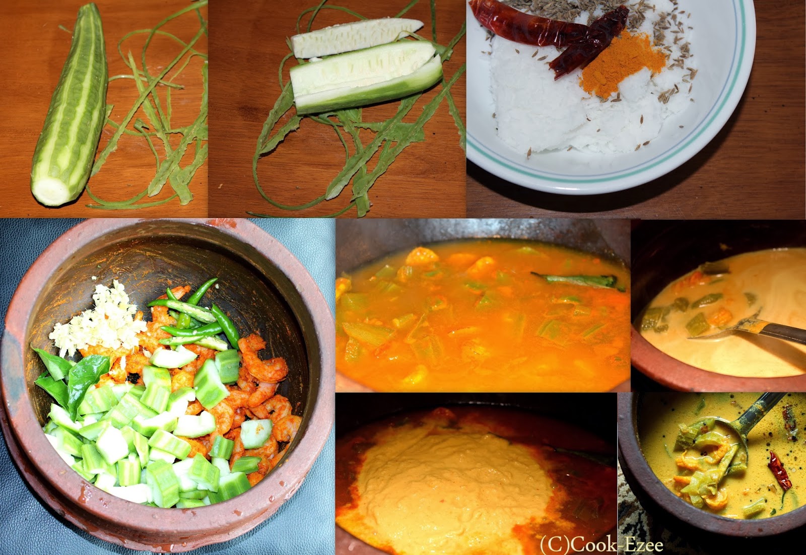 COOK-EZEE: Peechinga Chemmeen Curry/ Ridge Gourd Shrimp Curry