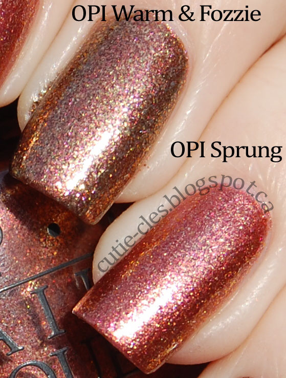 Paleberry: OPI Sprung vs. OPI Warm & Fozzie
