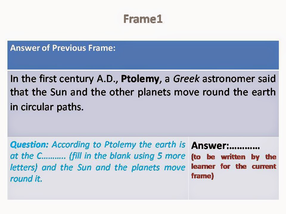 B.Ed LEARNING RESOURCES: EXAMPLE OF LINEAR PROGRAMMED INSTRUCTION