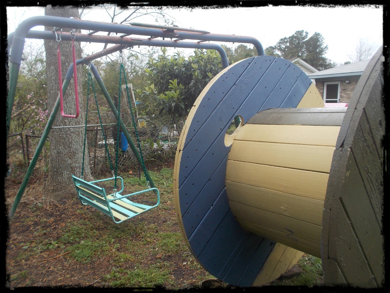 "Go and sell what you have.": Giant Wooden Spool Playground.