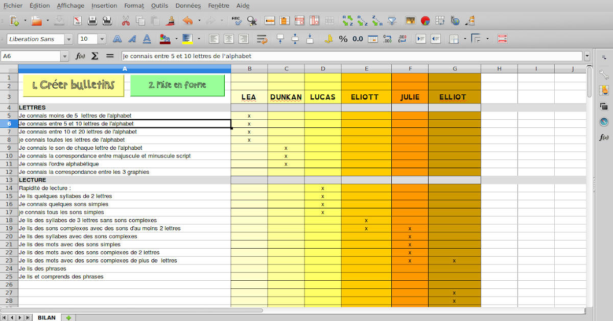 Macro pour créer des bulletins avec LibreOffice