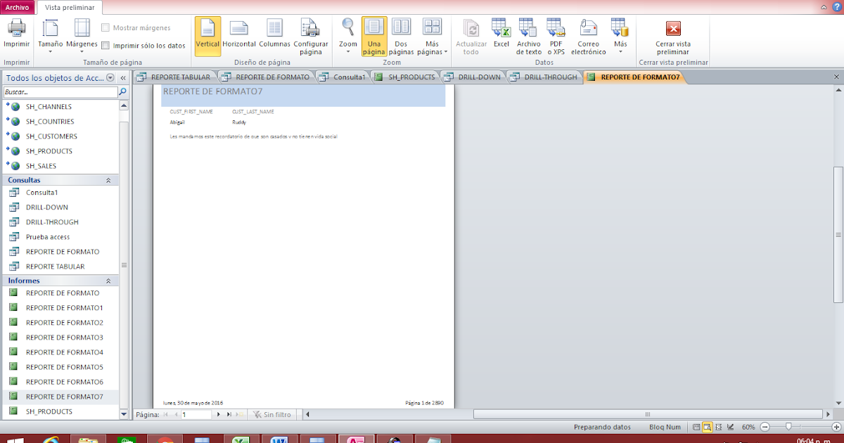 Tipos de Reporte: Reporte de Formato