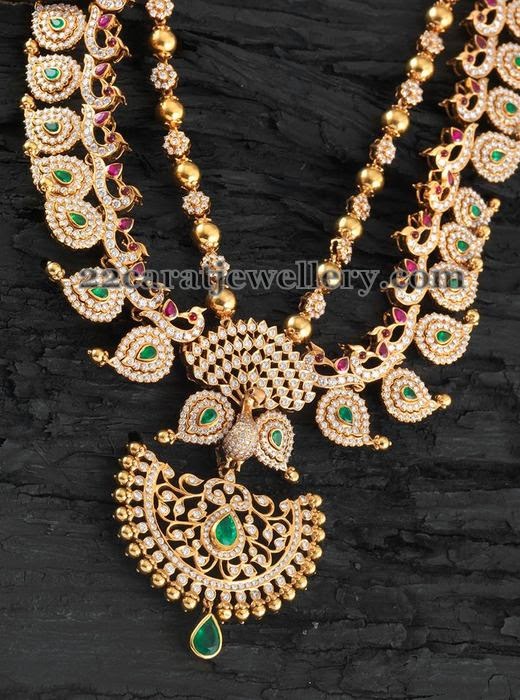 Closed Setting Peacock Diamond Mala - Jewellery Designs