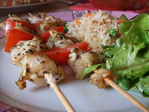 Brochettes de poisson à la sauce de soja