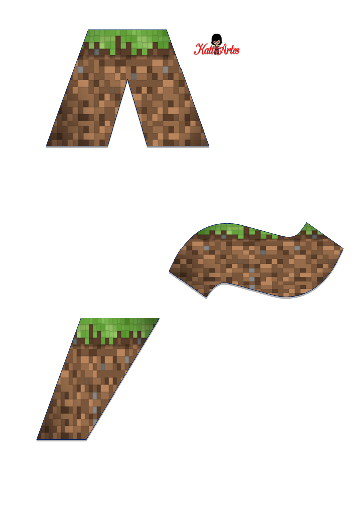 Molde de letras e números Minecraft para imprimir ~ Festa Free