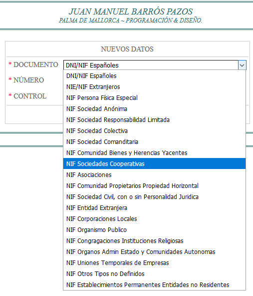Juan M. Barrós Pazos: Php validacion DNI NIF NIE y otros documentos
