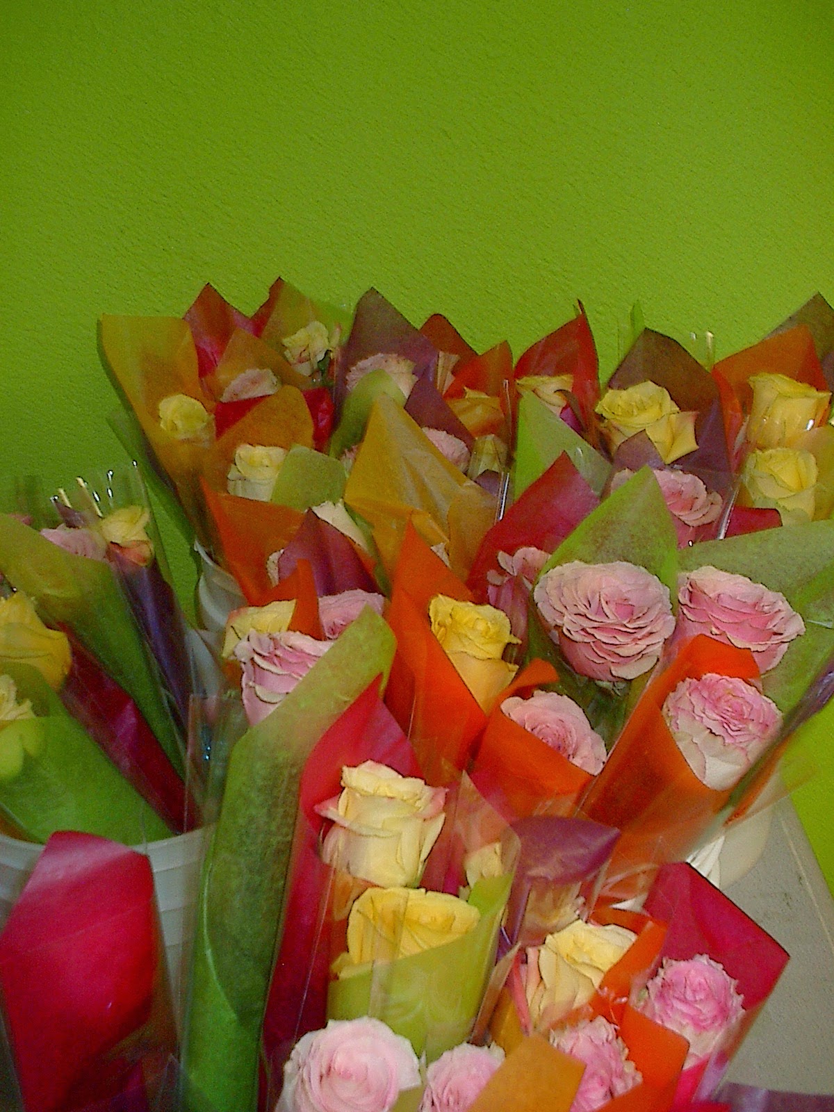 Colorfully Wrapped Single Stem Roses!