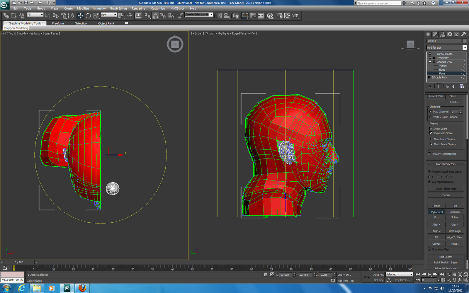 Virtual Environments: Modelling My Face - UVW Mapping