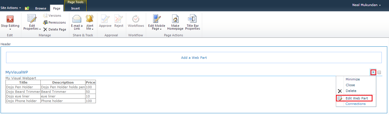 Neal Mukundan Sharepoint 2010 Configurable Web Part Properties