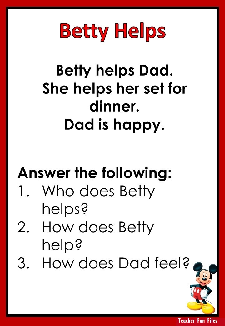 Teacher Fun Files: Easy Reading Passages with Comprehension Questions