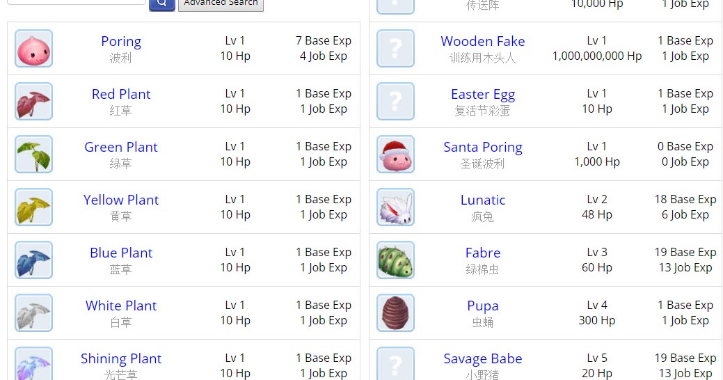 TS Thammai: Ragnarok Mobile 3D Thailand :: Monster Database . EXP Job Base