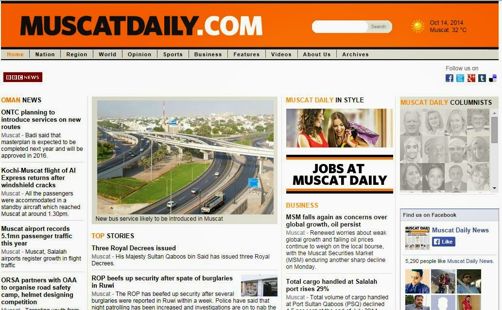 Muscat Daily (Muscat, Oman) Newspapers http://www.muscatdaily.com ...