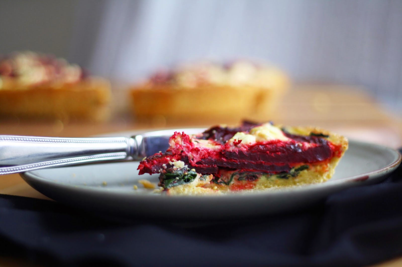 Sevengrams: BEET + GOAT CHEESE TART WITH A CORNMEAL MILLET CRUST
