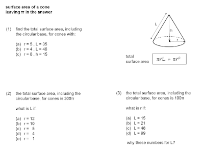 MEDIAN Don Steward mathematics teaching: cone surface area