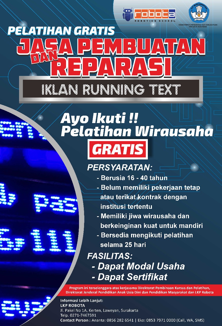 PELATIHAN GRATIS JASA PEMBUATAN DAN REPARASI IKLAN RUNNING TEXT | KASKUS
