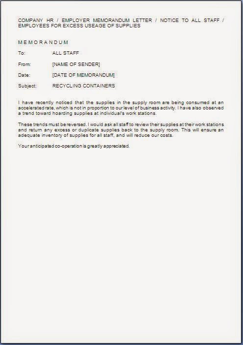 Memorandum to Staff Sample