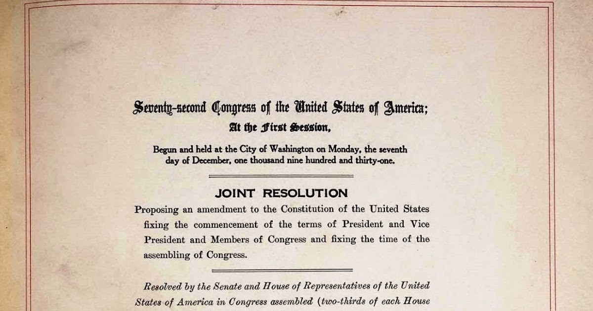 United States Constitution and Citizenship Day: 20th Amendment