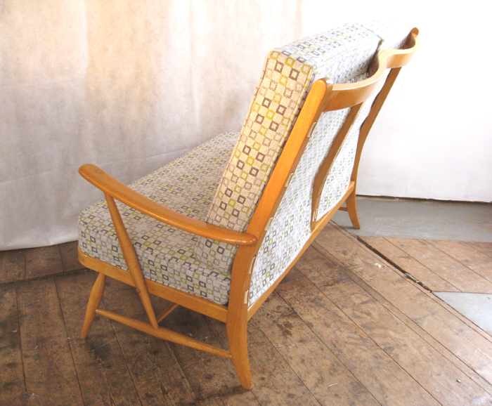 Mick Sheridan Upholstery: Ercol Settee in Melin Tregwynt Welsh wool