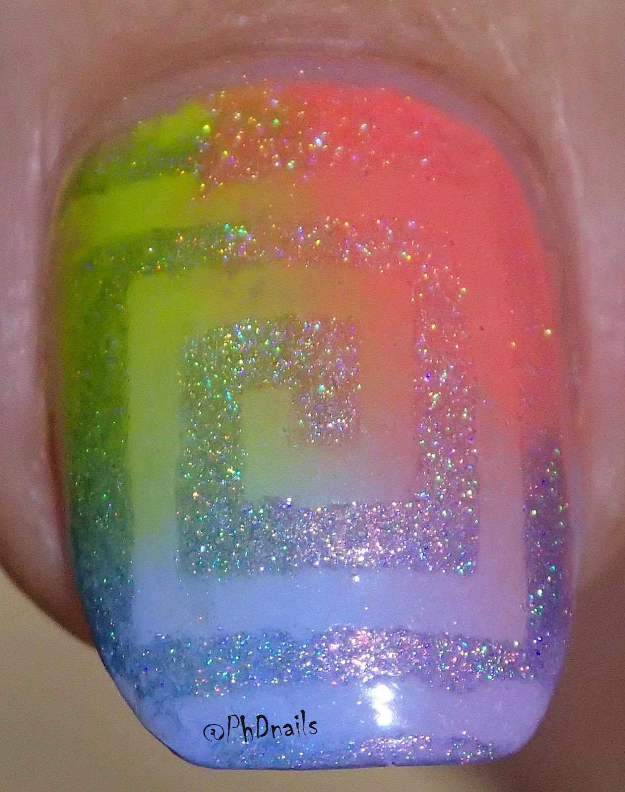 PhD nails: Double gradient nail art with square spiral vinyls from ...