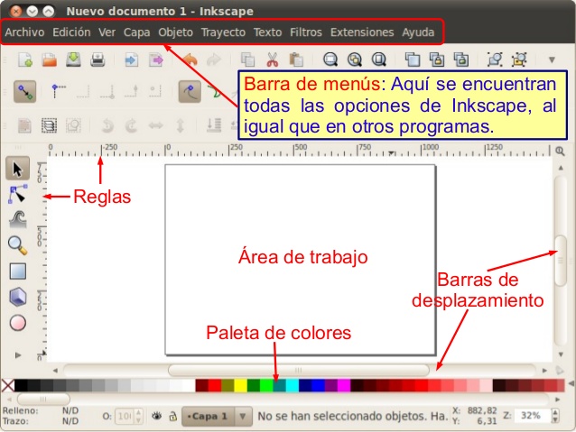 Trabajando con Inkscape: Conociendo la interfaz