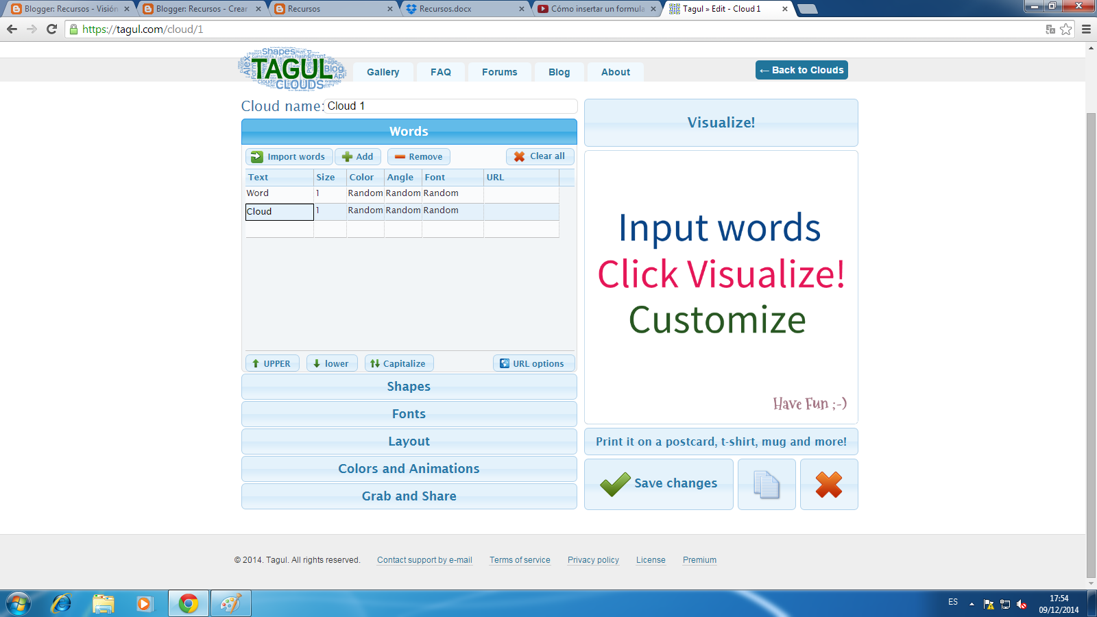 Recursos: Como crear una nube de tags (Tagul)