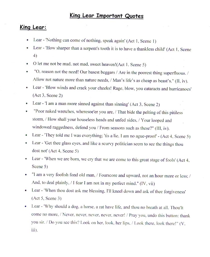 Study Notes By Kaz: King Lear: Single Text: English HL