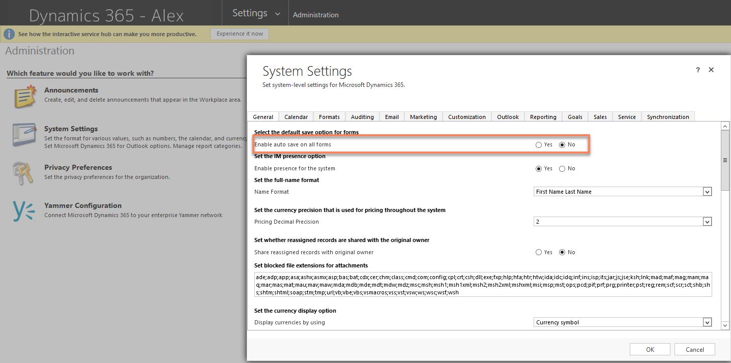 Dynamics 365 - CRM: Dynamics 365 - Auto Save
