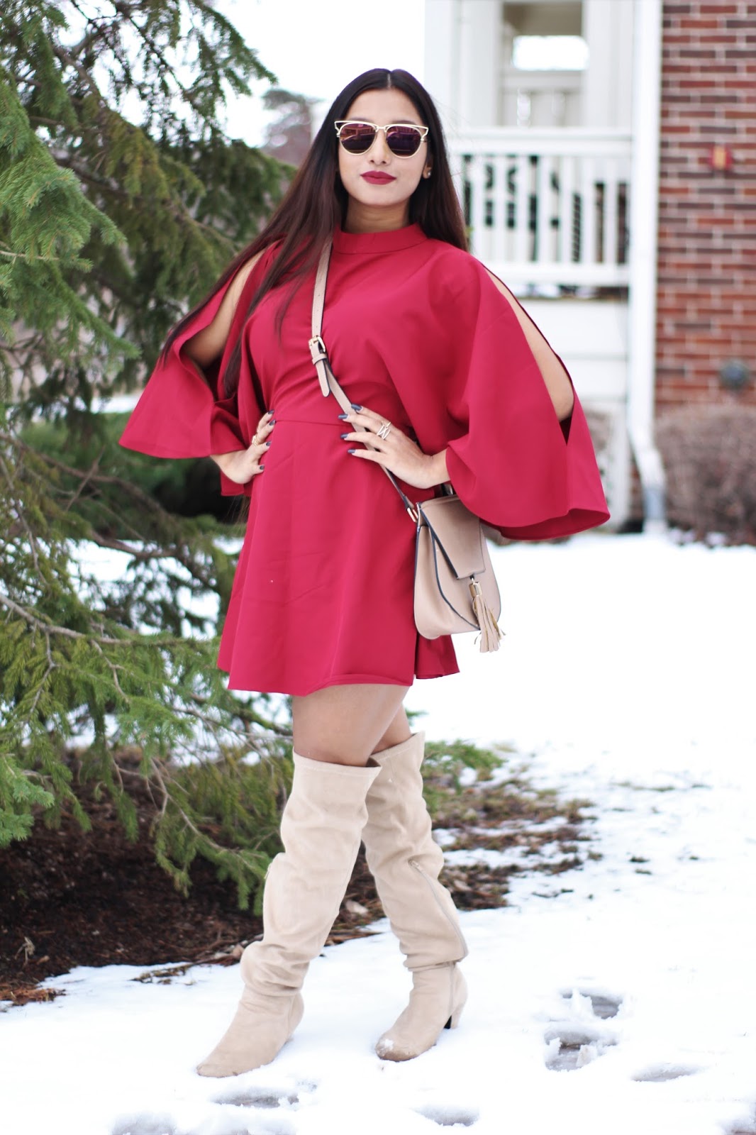 Rumela the shopaholic...: Styling red batwing mini dress in ...