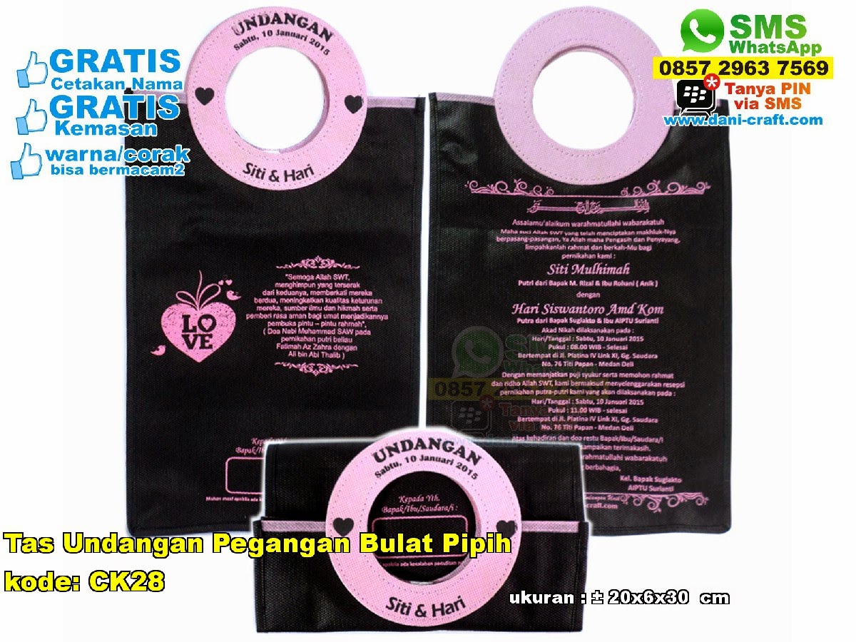 Tas Undangan Pegangan Bulat Pipih | Souvenir Pernikahan