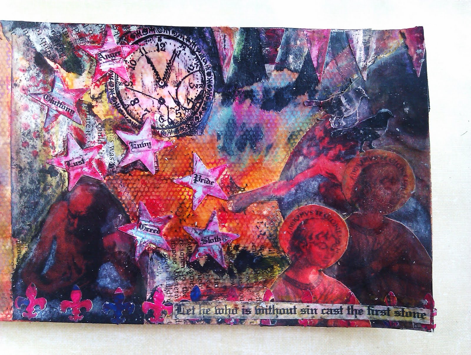 love of collage: 7 deadly sins journal page swap