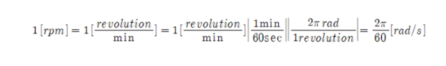 How to convert rpm ↔ rad / s unit
