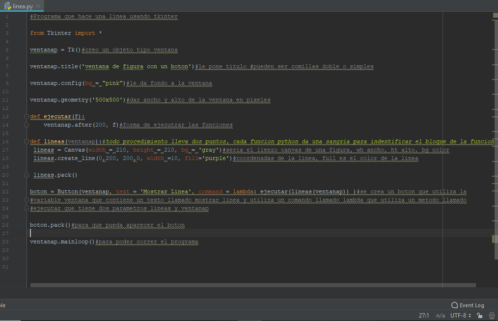 Tareas: Graficación: PRACTICA(#14): CREANDO UNA LINEA CON PYCHARM ...