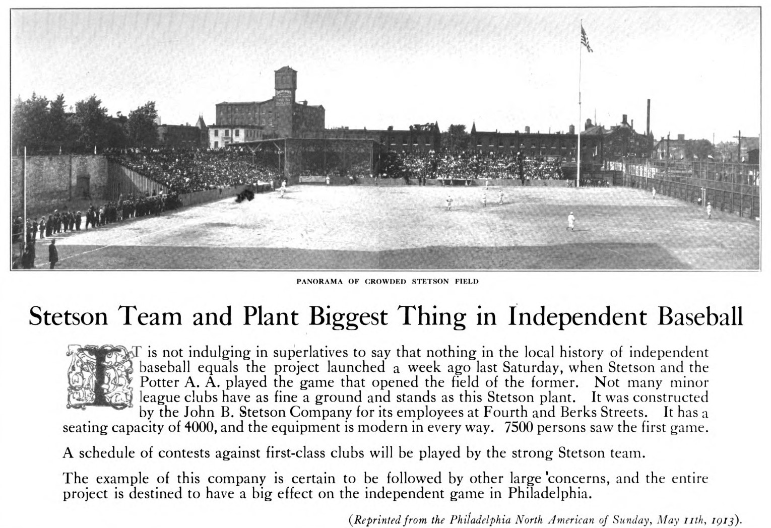 Philly & Stuff: Grand Opening Stetson Athletic Field - May 3, 1913 ...