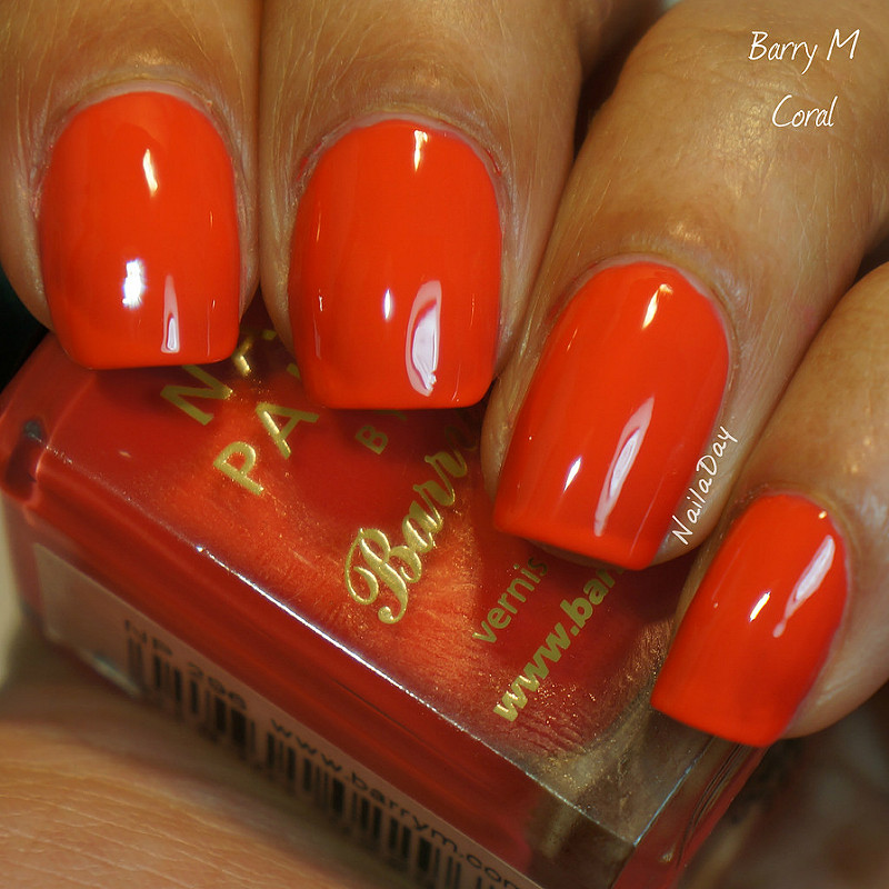 Nail a Day: Barry M Coral with Yellow Topaz Glitter