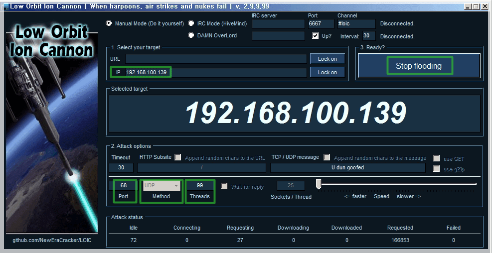 DoS attack simulation(LOIC) - Cybersecurity Guide