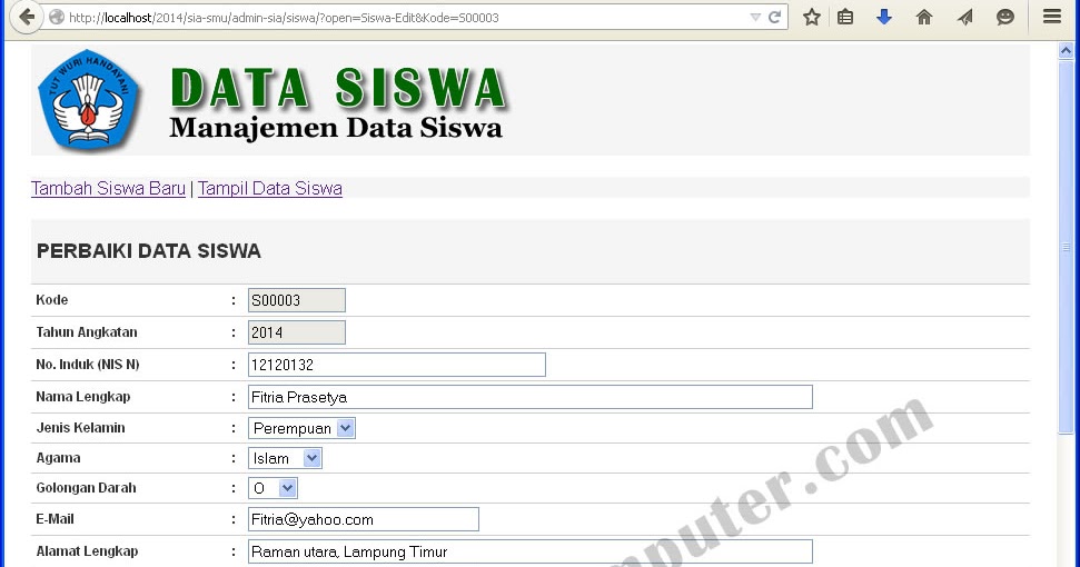 Form Data Diri Siswa Kelas 9c ~ Math Is Fun