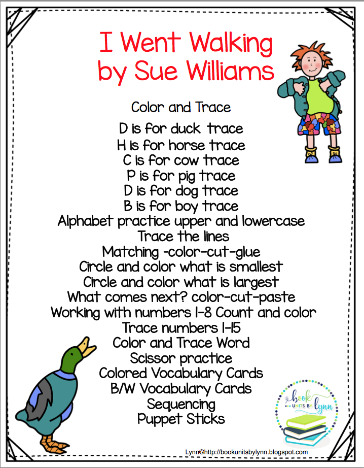 I WENT WALKING BOOK UNIT ~ Book Units by Lynn