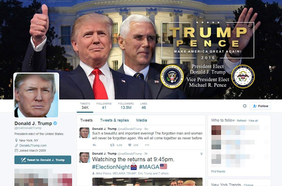 Donald Trump's first tweet as President-elect celebrates 'forgotten man ...