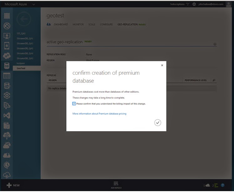 SQL Azure Geo Replication